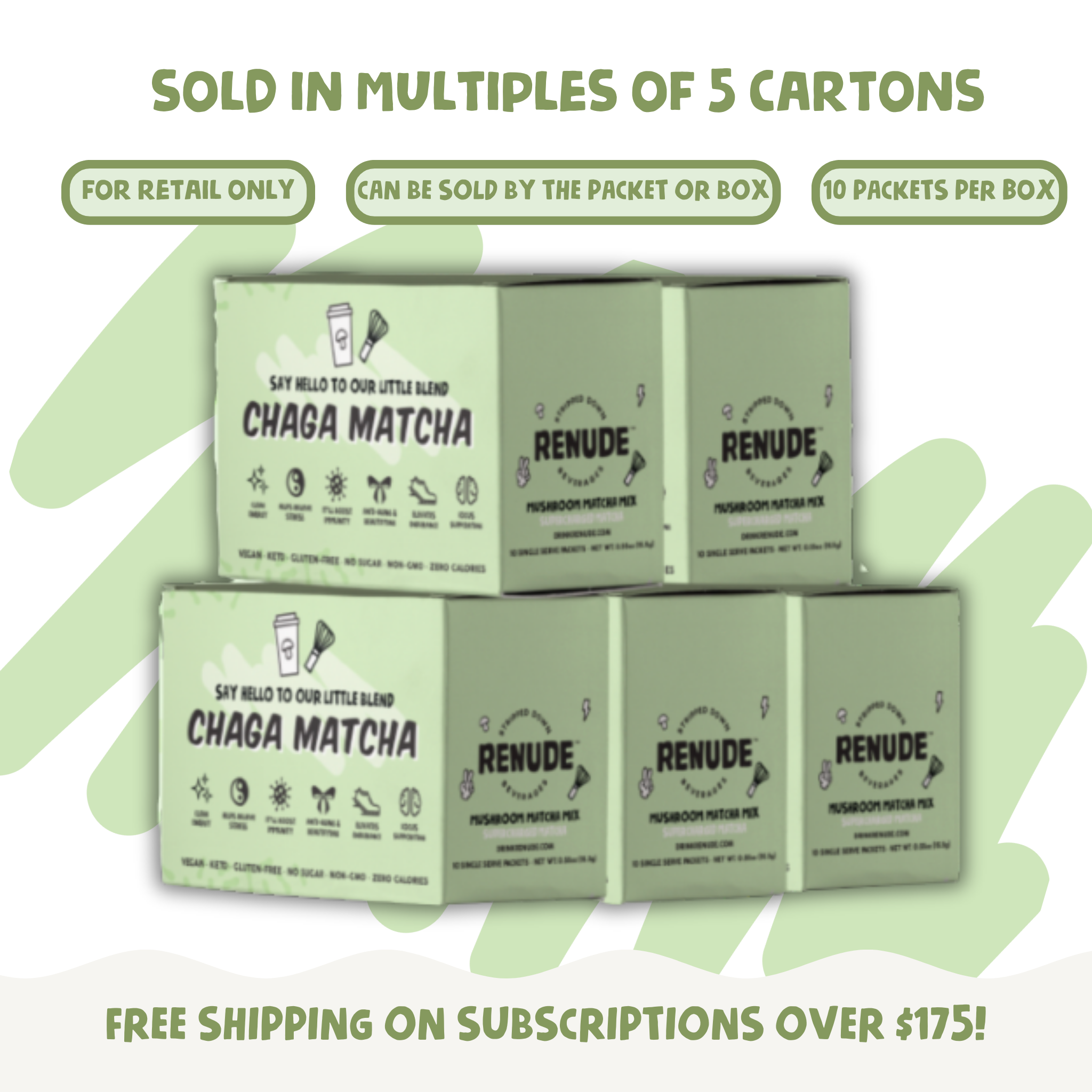 Chaga Matcha Single Serve Box - 5 Pack – Renude Wholesale